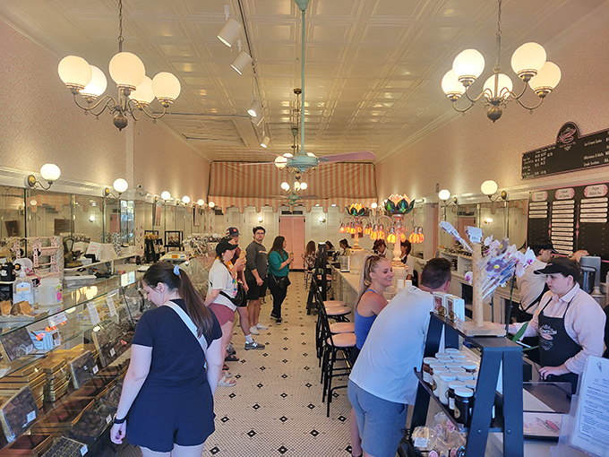 Where ice cream dreams come true &ndash; patrons patiently waiting their turn, knowing that some pleasures are absolutely worth standing in line for.