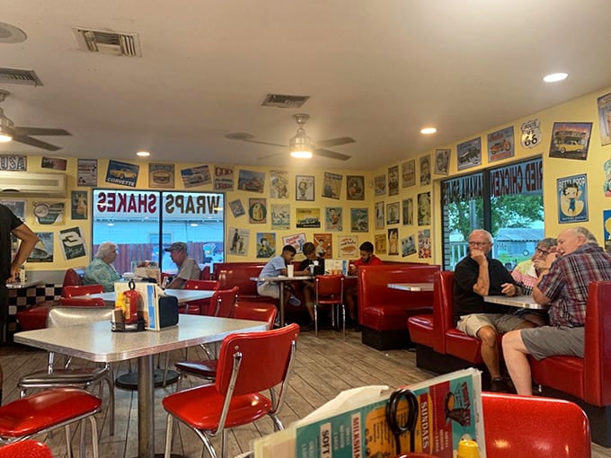 Where conversations flow as easily as the ice cream, with red vinyl booths that have witnessed first dates, family celebrations, and everyday moments of joy.