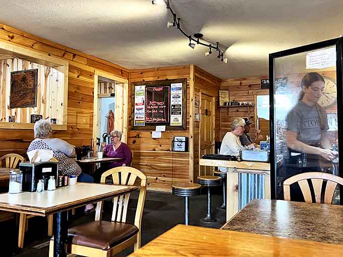 Simple wooden chairs and tables that have hosted thousands of conversations, celebrations, and "I shouldn't, but yes, I'll have another pancake" moments.