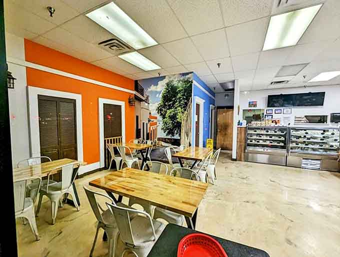 Colorful walls echo the vibrant flavors served within, creating the perfect backdrop for your Puerto Rican culinary adventure.