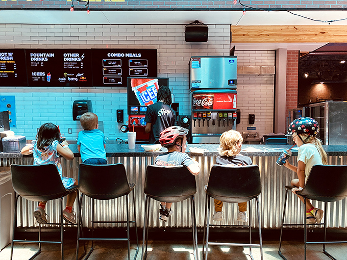 Refueling station for tiny humans&mdash;because all that bouncing builds appetites that rival teenage growth spurts. The snack bar saves many a hangry meltdown.