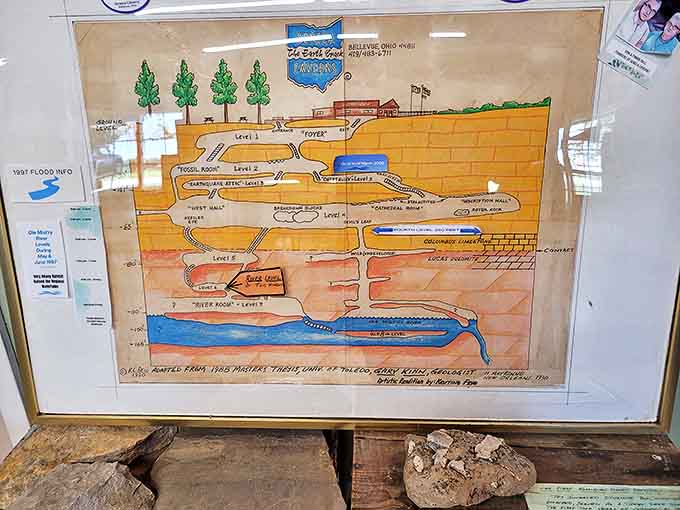This hand-drawn map reveals the cavern's secrets like a subterranean treasure map. X marks the spot where your jaw will drop.