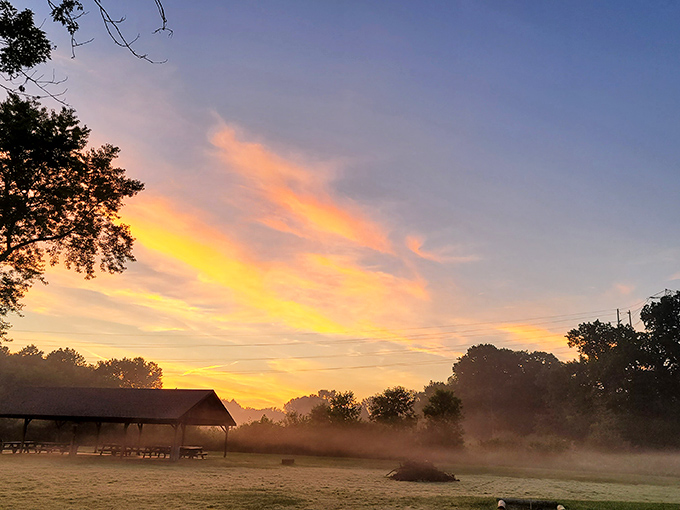 Dawn breaks over Kim Tam Park with cotton candy colors, rewarding early risers with a light show that makes getting out of a warm sleeping bag worthwhile.