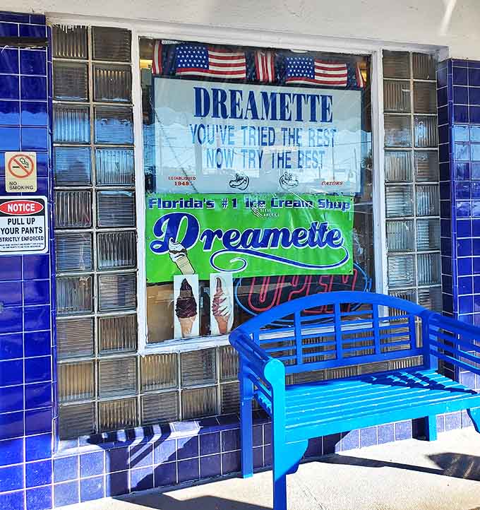 The blue bench outside Dreamette isn't just seating &ndash; it's front-row tickets to the best ice cream show in Jacksonville.