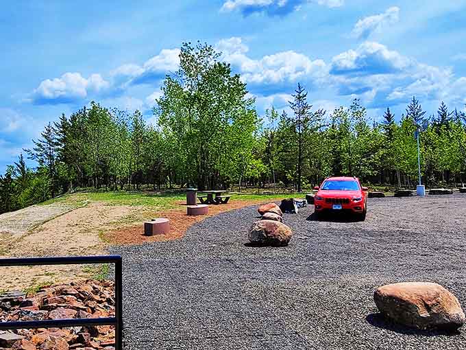 A peaceful picnic spot awaits visitors, where simple meals become memorable experiences against one of Minnesota's most dramatic backdrops.