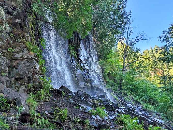 Water sculptures: the falls have carved their artistic statement into ancient rock, creating a masterpiece that's always evolving.