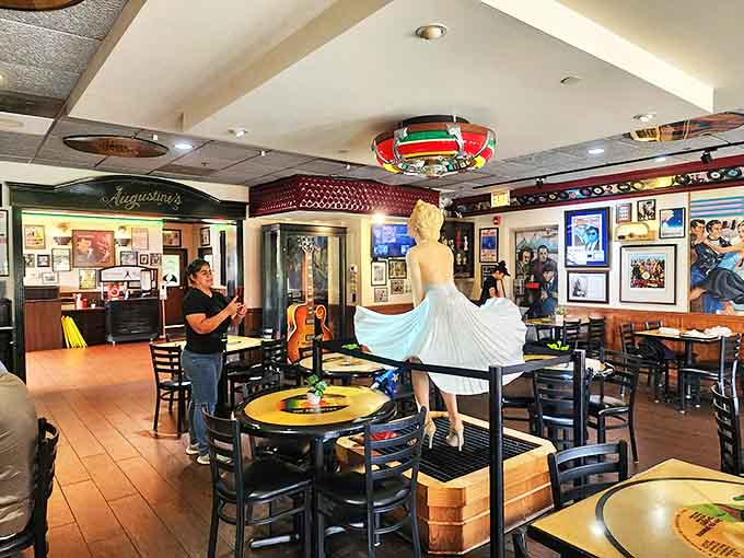 Cozy seating areas invite you to settle in, relax, and contemplate the beautiful marriage of music and massive sandwiches.