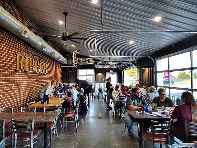 The modern industrial vibe creates the perfect backdrop for serious eating, with enough space between tables to accommodate the inevitable food coma stretching.