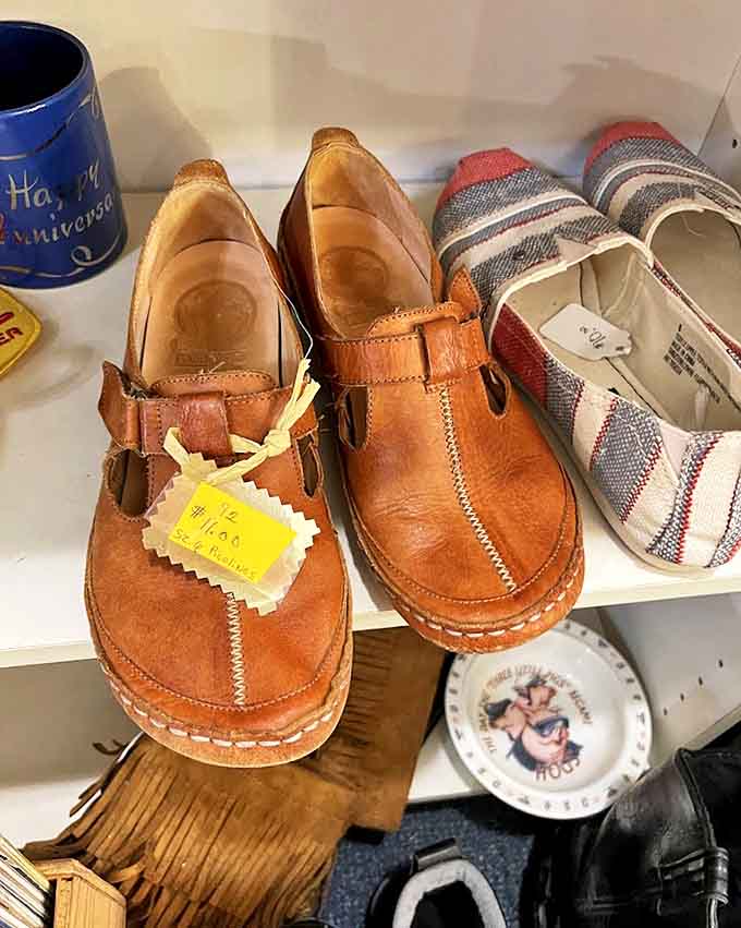 These vintage leather shoes still hold the shape of feet long gone, their worn soles hinting at journeys taken in another time.
