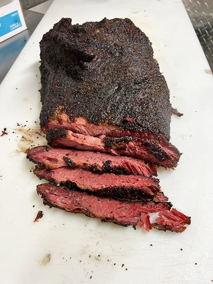 The house-smoked brisket showcases Pinball Garage's serious food credentials &ndash; tender, flavorful, and worth the trip even if you never play a game.