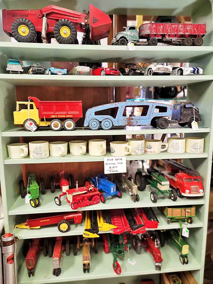 Toy trucks in primary colors recall childhoods before video games &ndash; these sturdy metal playthings survived decades of imaginative adventures.