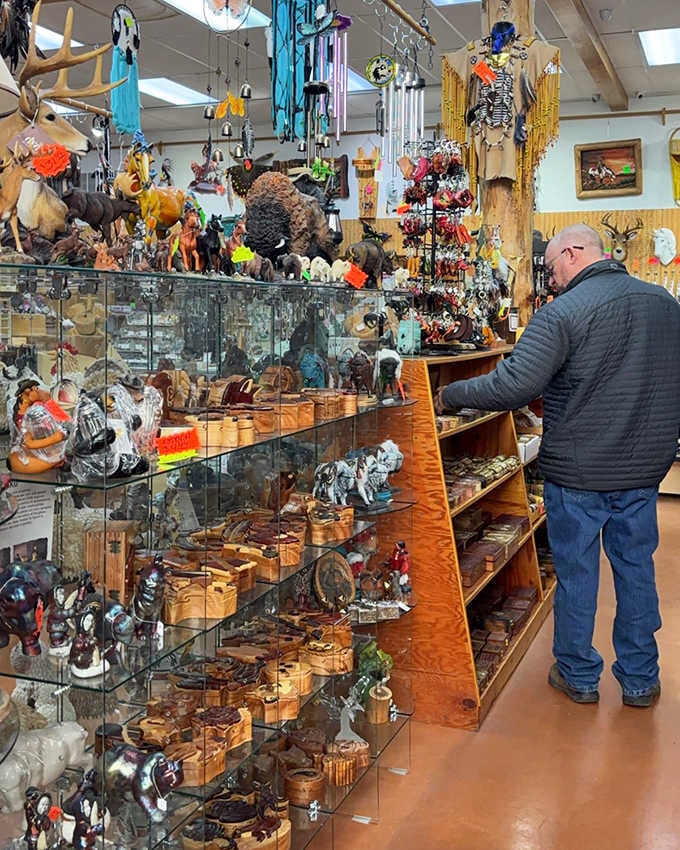 Every shelf and display case tells a different story, creating little worlds within the larger universe of the store's magnificent merchandise collection.