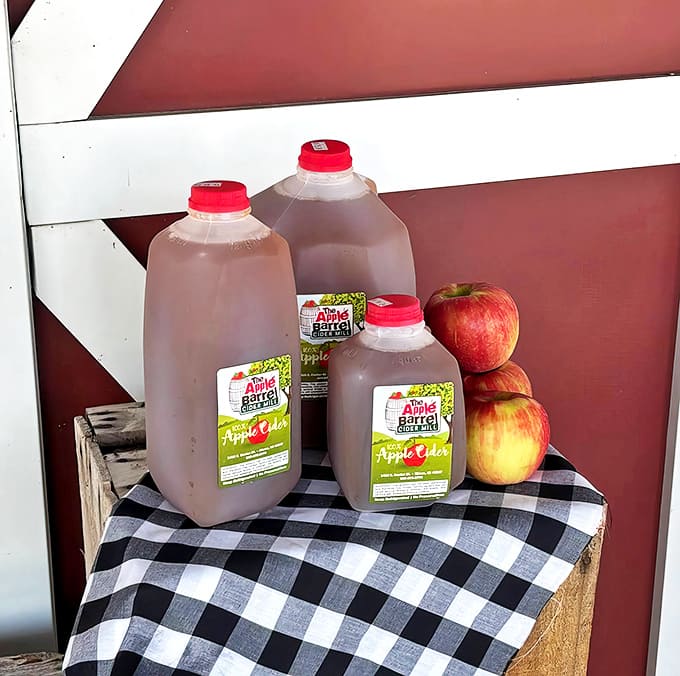 Fresh-pressed cider in various sized jugs&mdash;liquid gold that makes you question why you ever settled for the store-bought version.