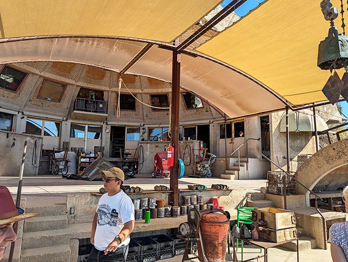 Part classroom, part performance &ndash; the outdoor workshop space showcases Arcosanti's commitment to hands-on learning and community craft.