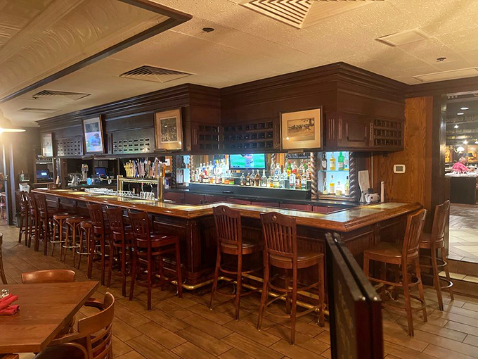 The well-stocked bar showcases both classic spirits and local Michigan products, tended by bartenders who know the difference between mixing drinks and crafting experiences.