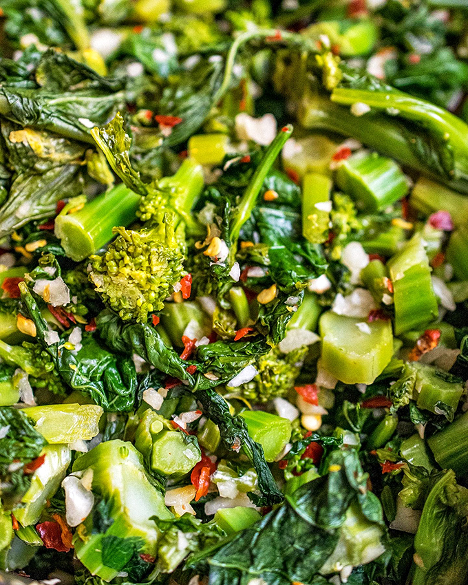 Broccoli Rabe: Vibrant greens sautéed with garlic and pepper flakes—proof that vegetables can be just as exciting as their meaty counterparts.