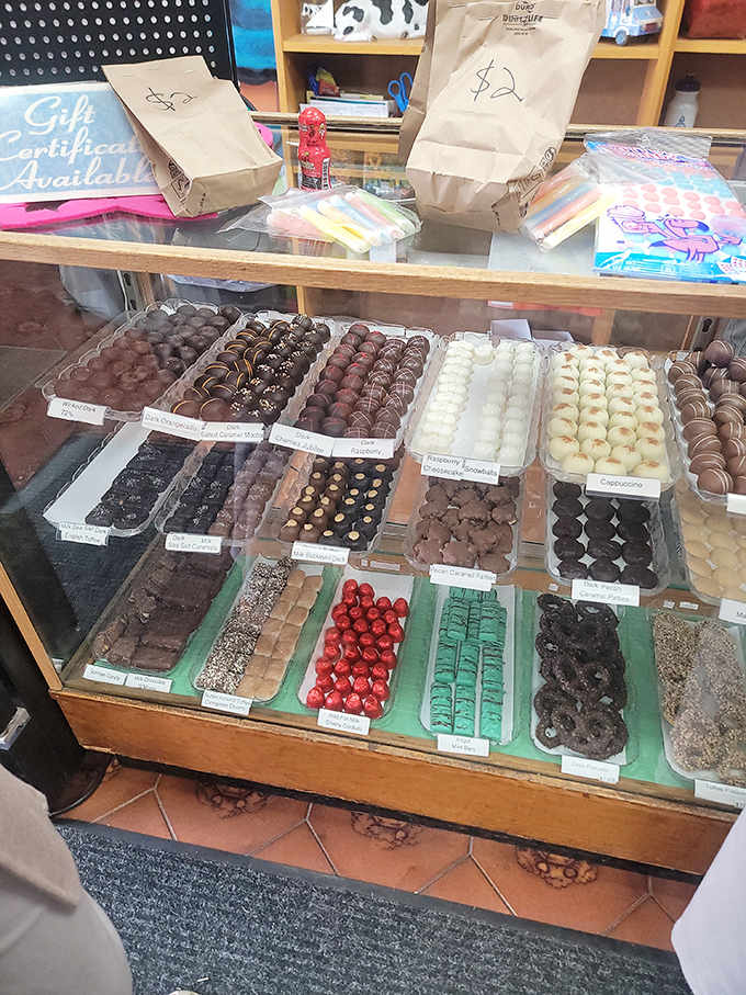 Rows of artisanal chocolates arranged like edible soldiers stand ready to melt in your mouth and make your taste buds sing hallelujah.