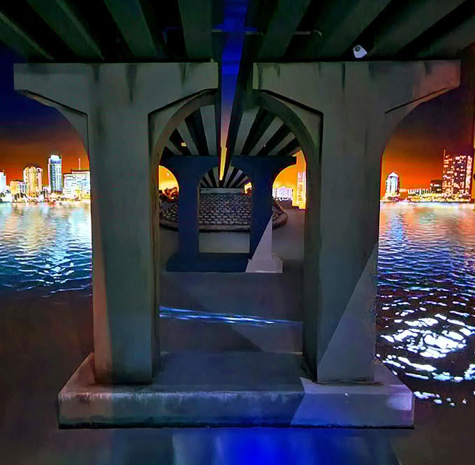This miniature city bridge view creates an optical illusion so convincing, you'll check your pockets for toll money.