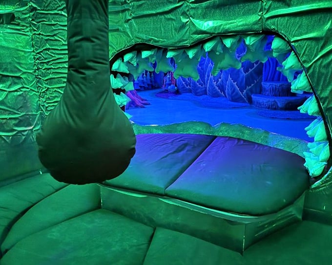 Sink into this plush green viewing portal &ndash; a comfortable perch from which to observe alien landscapes beyond.