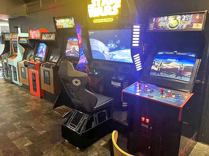 Not content with just feeding you, Crusade Burger Bar's arcade area lets you battle Star Wars villains or classic pinball machines between bites of burger bliss.