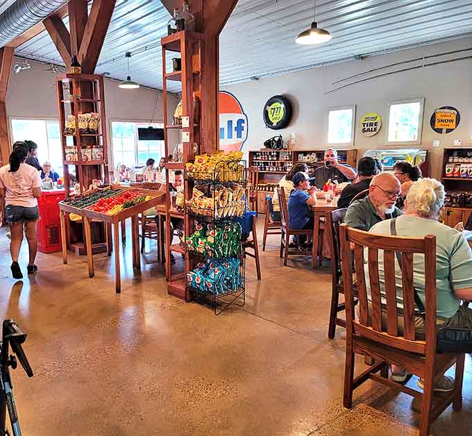 A dining room where strangers become friends over shared food joy – wooden chairs have never witnessed so many satisfied smiles and clean plates.