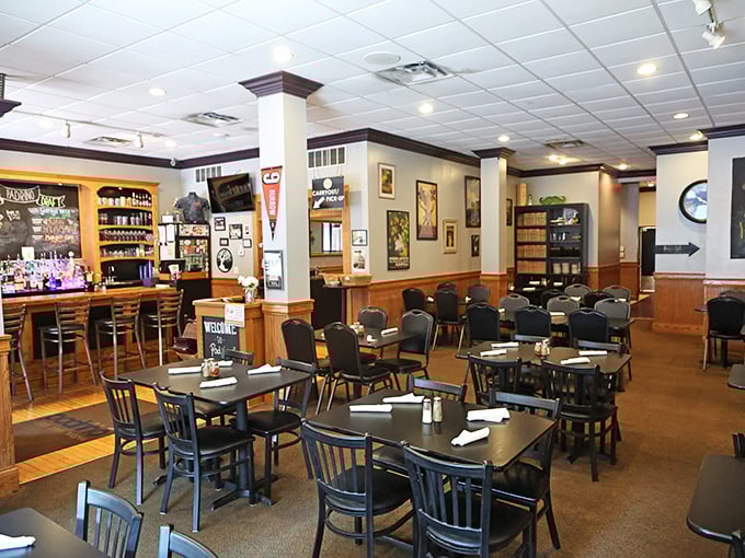 A dining room that strikes the perfect balance &ndash; elegant enough for date night, comfortable enough for family dinner, with just the right lighting to make everyone look good.