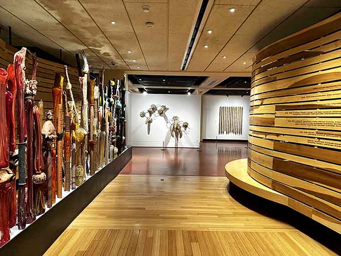 The exhibition spaces are designed to let the art breathe, with thoughtful lighting and layout that enhance rather than overwhelm the viewing experience.