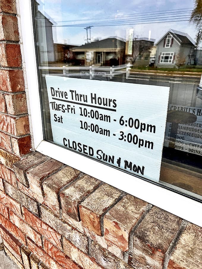 The window sign tells the tale &ndash; Crabill's keeps things simple with limited hours. When you're this good, you make the rules!