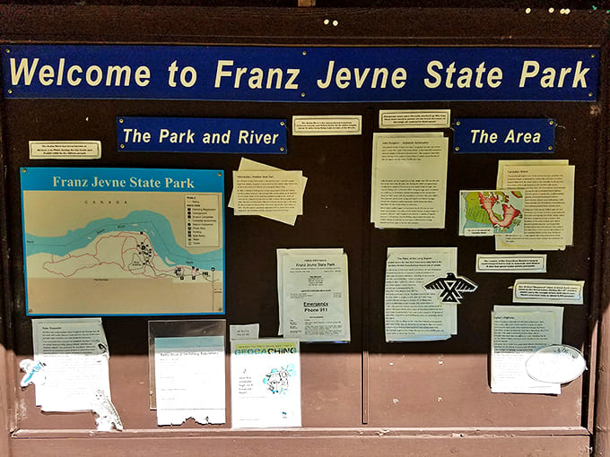 The information board offers a wealth of knowledge, though the real education happens on the trails and riverbanks beyond.