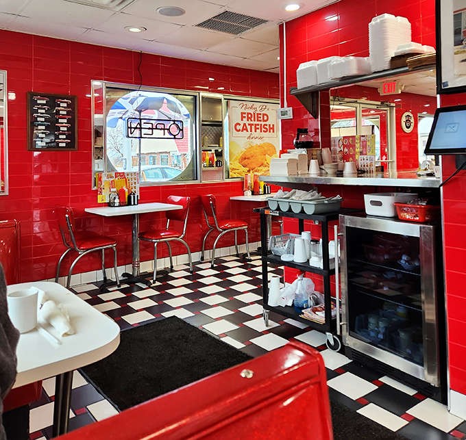 Every inch of this diner tells a story &ndash; from the gleaming red tiles to the vintage photos that remind us of simpler times.