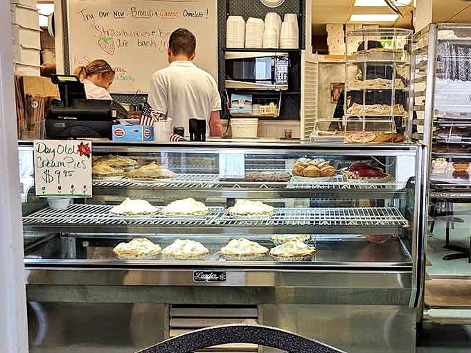 The pie display case &ndash; where willpower goes to die and happiness begins. Resistance is futile.