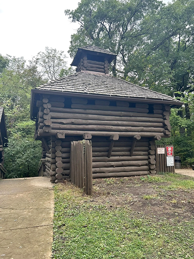 This rustic log cabin stands as a testament to simpler times, when "roughing it" meant no Wi-Fi instead of no indoor plumbing.