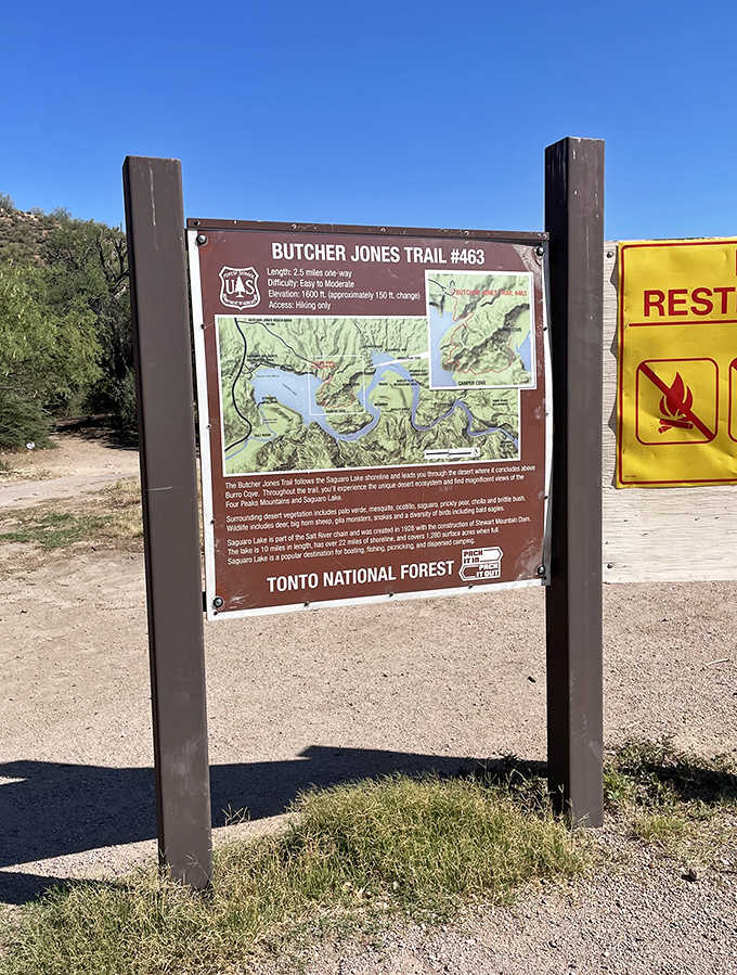 The Butcher Jones Trail map outlines adventures waiting to be discovered, with easy-to-moderate paths suitable for most explorers.