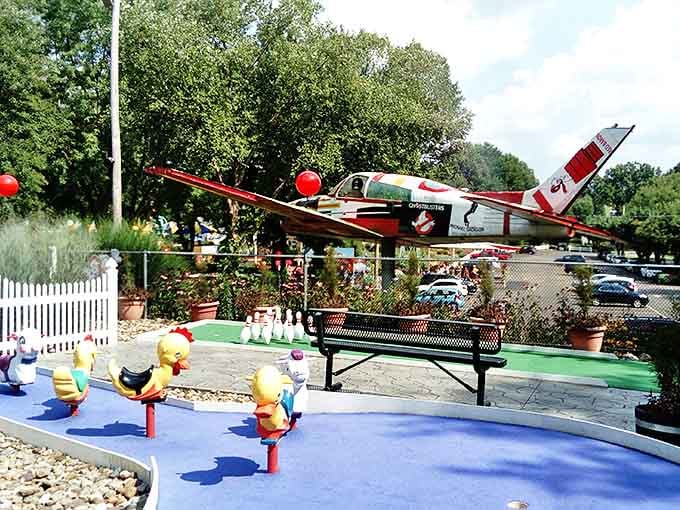 Mini-golf challenges players with whimsical obstacles and water features that somehow make missing a two-foot putt completely understandable.