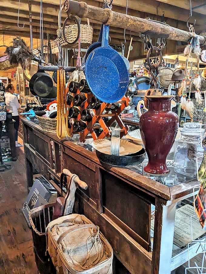 Utensils that have stood the test of time hang ready for cooks who appreciate craftsmanship that predates planned obsolescence.