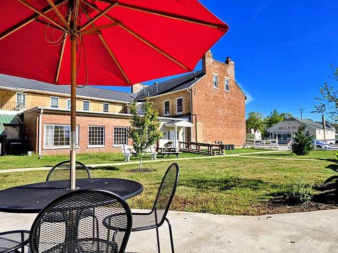 The outdoor seating area offers fresh air and sunshine with your meal &ndash; history tastes even better al fresco.