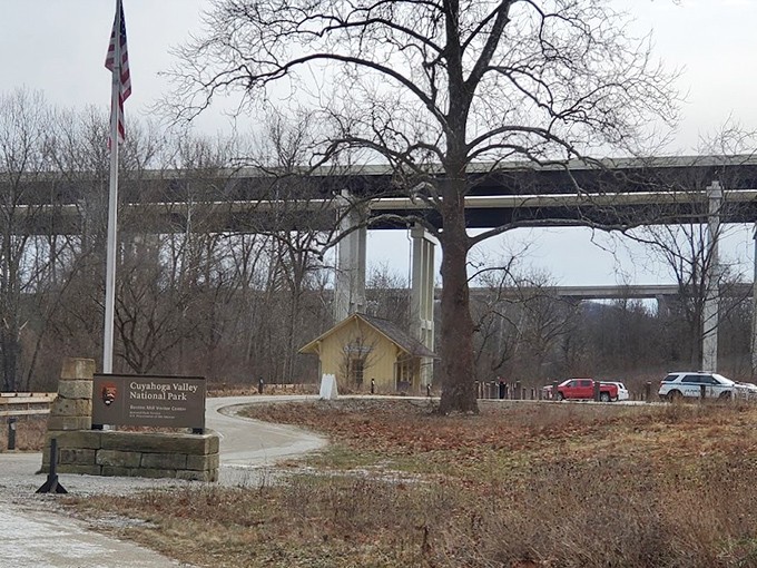 This entrance area marks the threshold between everyday life and the natural sanctuary of Cuyahoga Valley National Park.