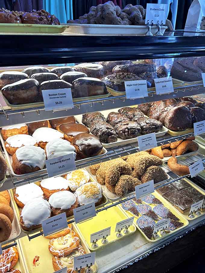 The pastry case is lit up like a Broadway stage, because these Boston creams and chocolate-covered treats deserve their moment in the spotlight.