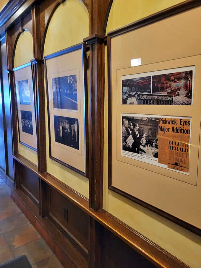 History lines the walls &ndash; framed memories and newspaper clippings chronicle Pickwick's journey through time as a beloved Duluth institution.