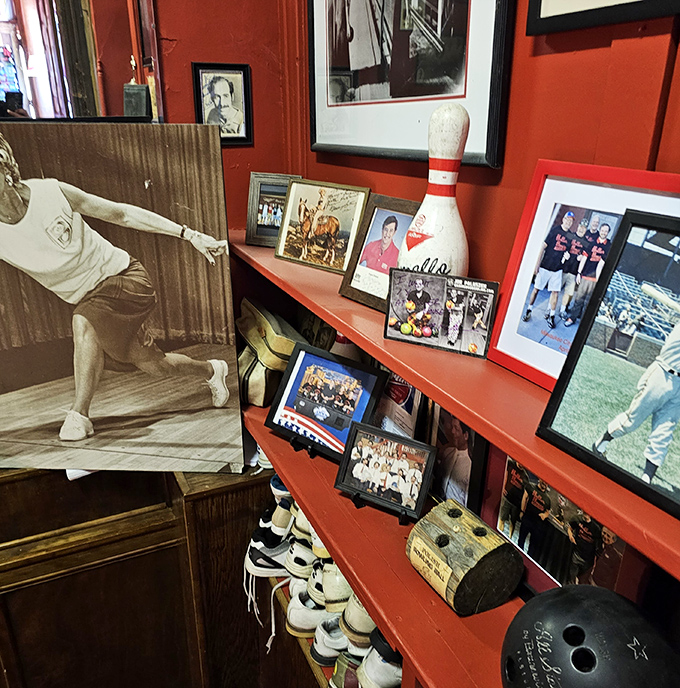 Historic photos and memorabilia line the walls, telling stories of bowling legends and local heroes who've tested their skills here.