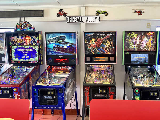 "Pinball Alley" showcases an impressive collection of machines spanning decades, from classic themes to modern superhero adventures.