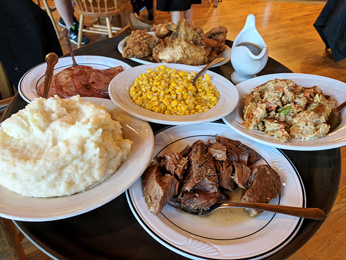 A feast fit for royalty &ndash; tender pulled pork, fluffy mashed potatoes, and farm-fresh sides create a symphony of comfort.