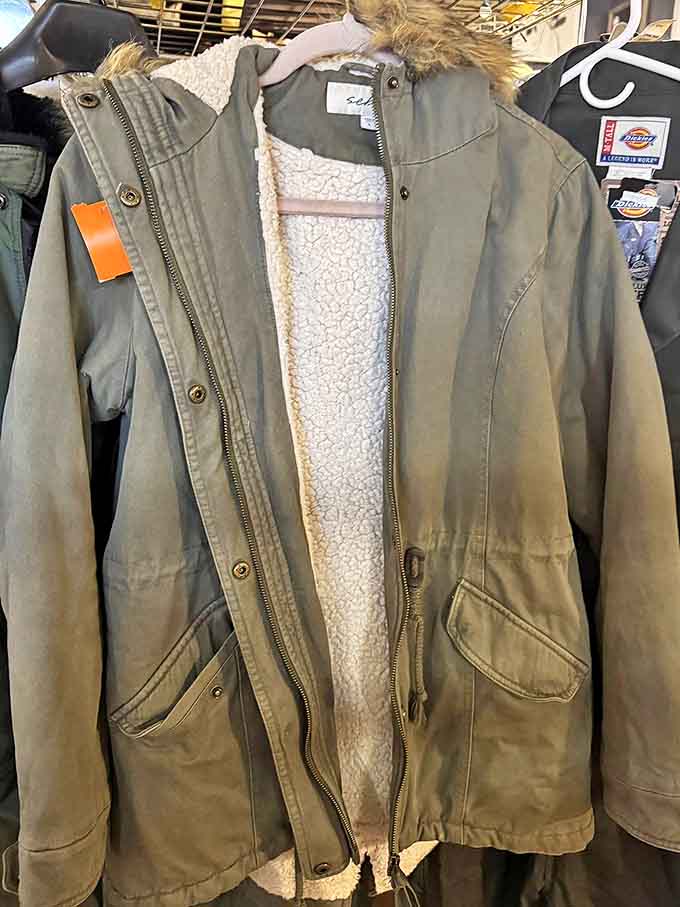 Winter's bite meets its match in this sherpa-lined jacket &ndash; previous owner's loss is your cozy, budget-friendly gain.