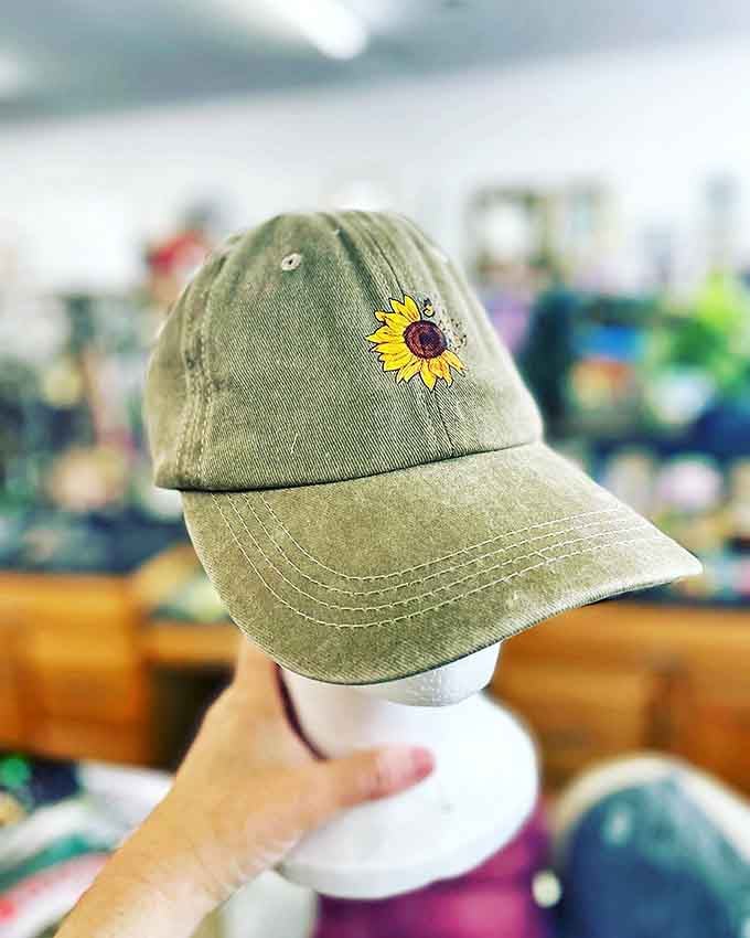 A sunflower cap with personality &ndash; the kind of unique find that becomes your signature piece and sparks "where'd you get that?" conversations.