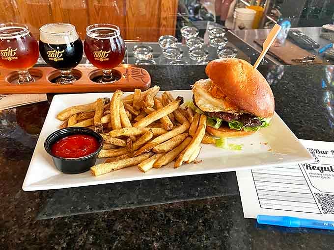 A perfectly crafted burger with golden fries – proof that classics never go out of style when done with reverence.