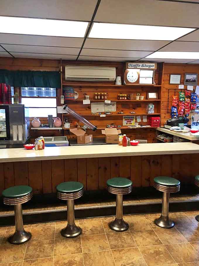 Classic diner counter culture lives on at Kaffe Stuga, where solo diners can enjoy a meal and friendly conversation with the staff.