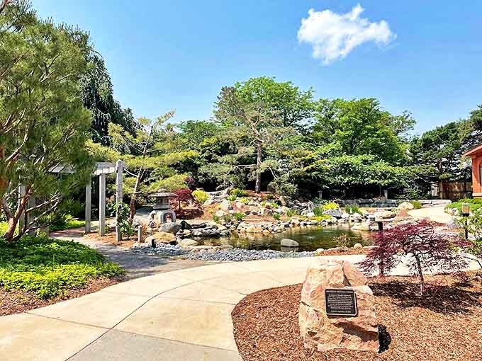 The Shigematsu Japanese Garden creates a pocket of zen amid the city, where carefully placed rocks and flowing water inspire moments of reflection.