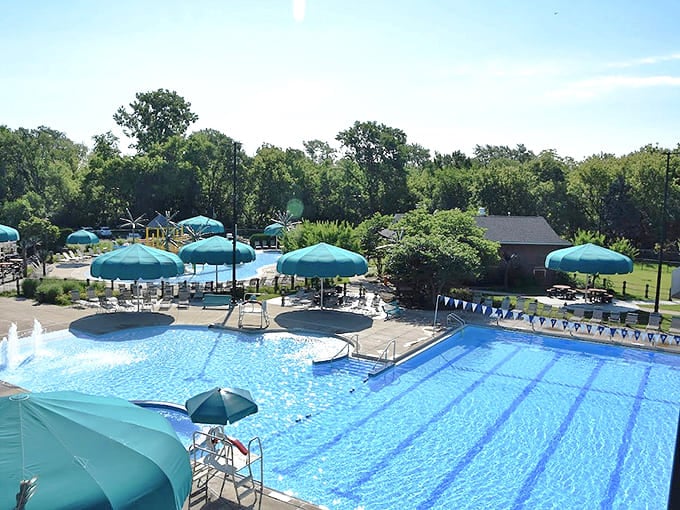 The lap pool stands ready for serious swimmers, though let's be honest – nobody comes to Itasca for exercise.