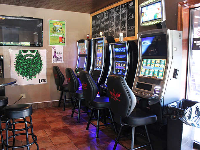 For those seeking a different kind of page-turner, video gaming machines offer electronic adventures alongside literary libations.