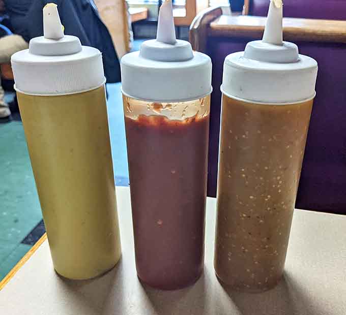 These squeeze bottles contain various levels of heat and flavor, choose your own spicy adventure wisely.